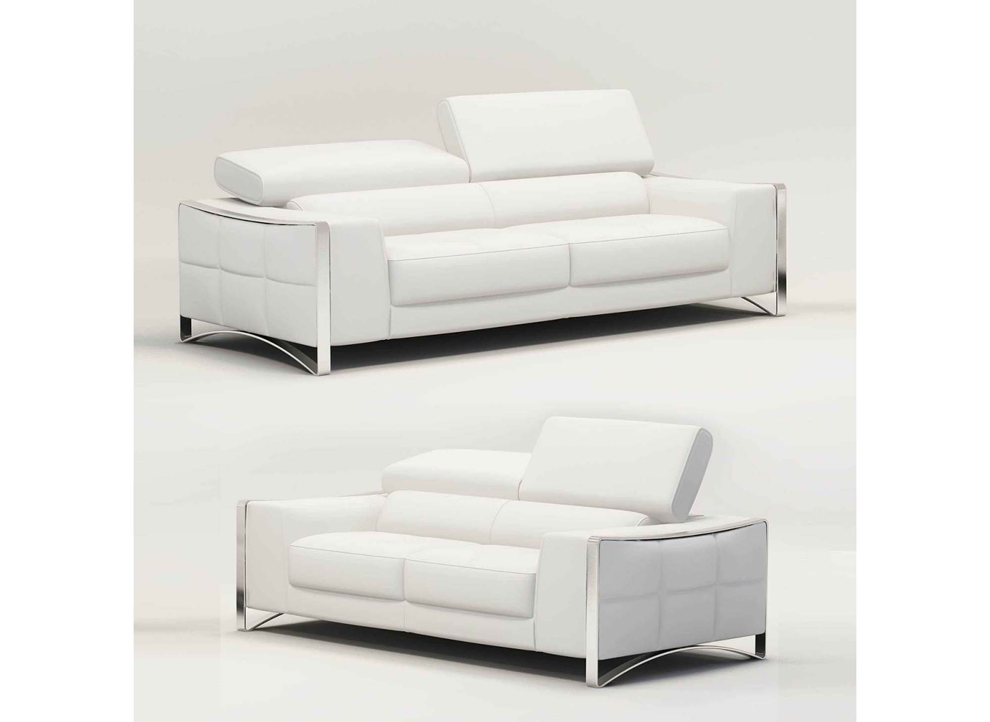Ensemble canape cuir 3 2 places blanc sheyla - DECOINPARIS Ensemble canape cuir 3 2 places blanc sheyla - DECOINPARIS