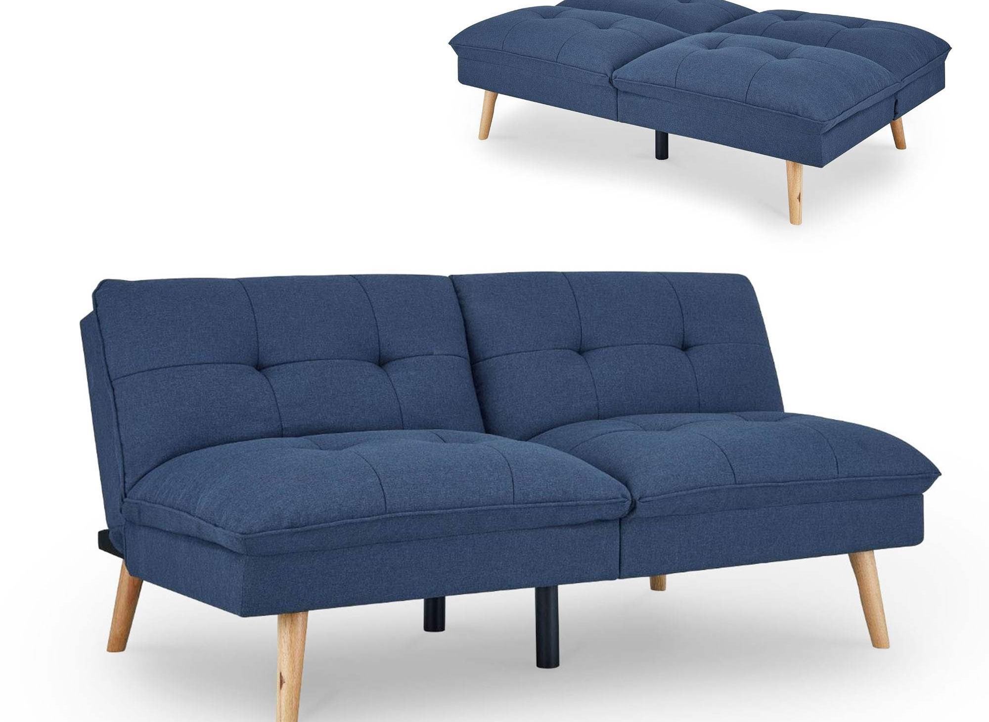 Canape clic clac scandinave 3 places en tissu bleu kally - DECO IN PARIS Canape clic clac scandinave 3 places en tissu bleu kally - DECO IN PARIS